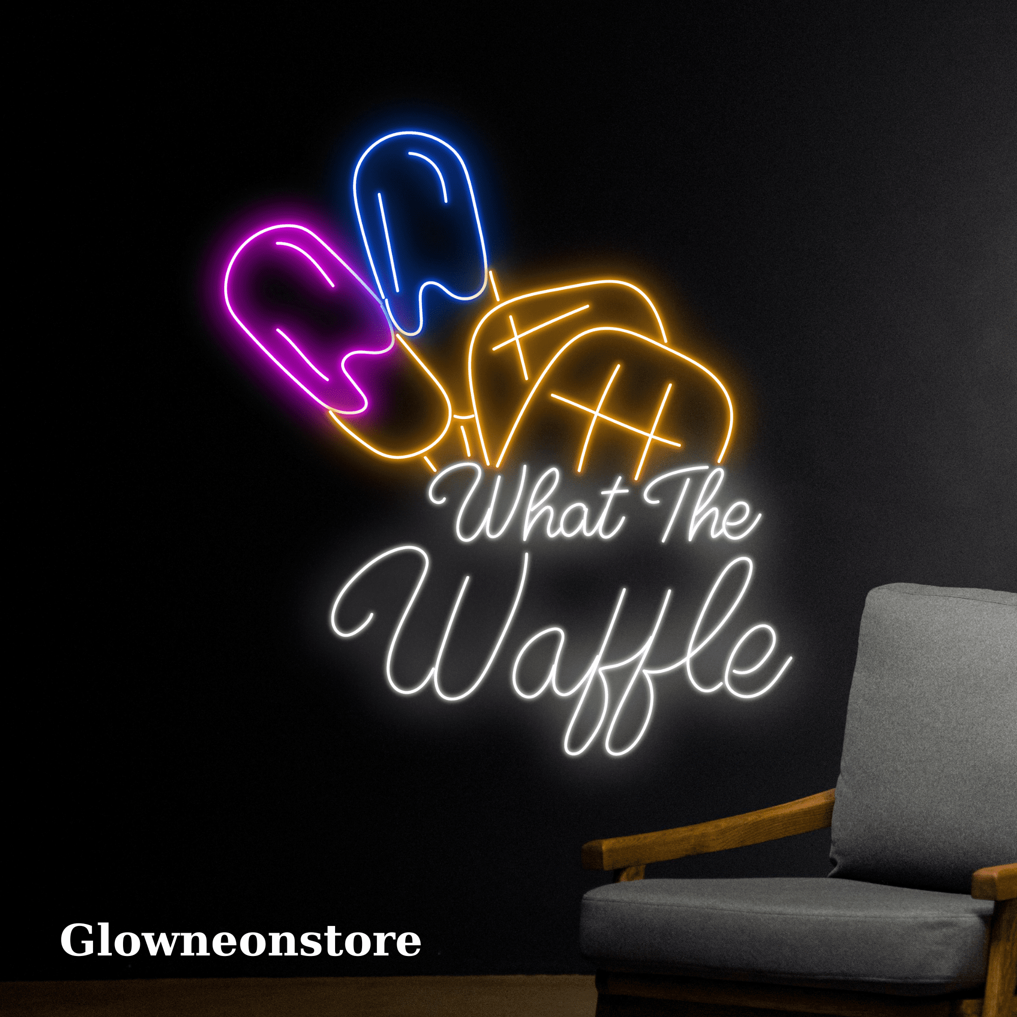 Glowneon What The Waffle Neon Sign, Waffle Neon Sign, Waffle Led Sign ...