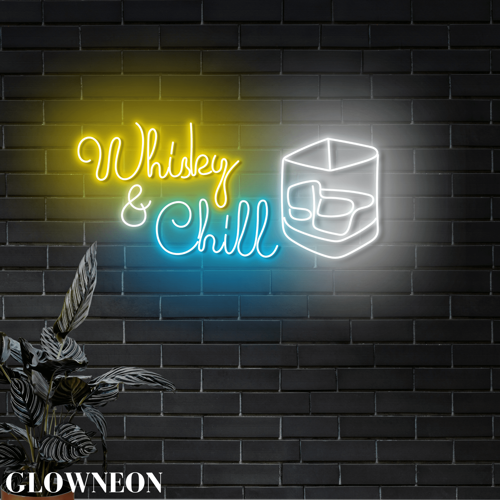 Glowneon Whiskey & Chill Led Sign For Home Bar Wall Art, Whiskey Sign ...