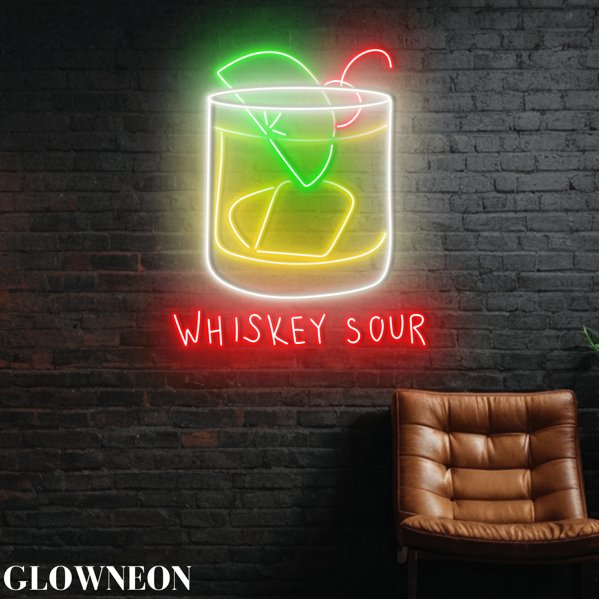 Glowneon Whiskey Sour Bar Led Wall Hanging, Whiskey Sour Cocktail Art ...