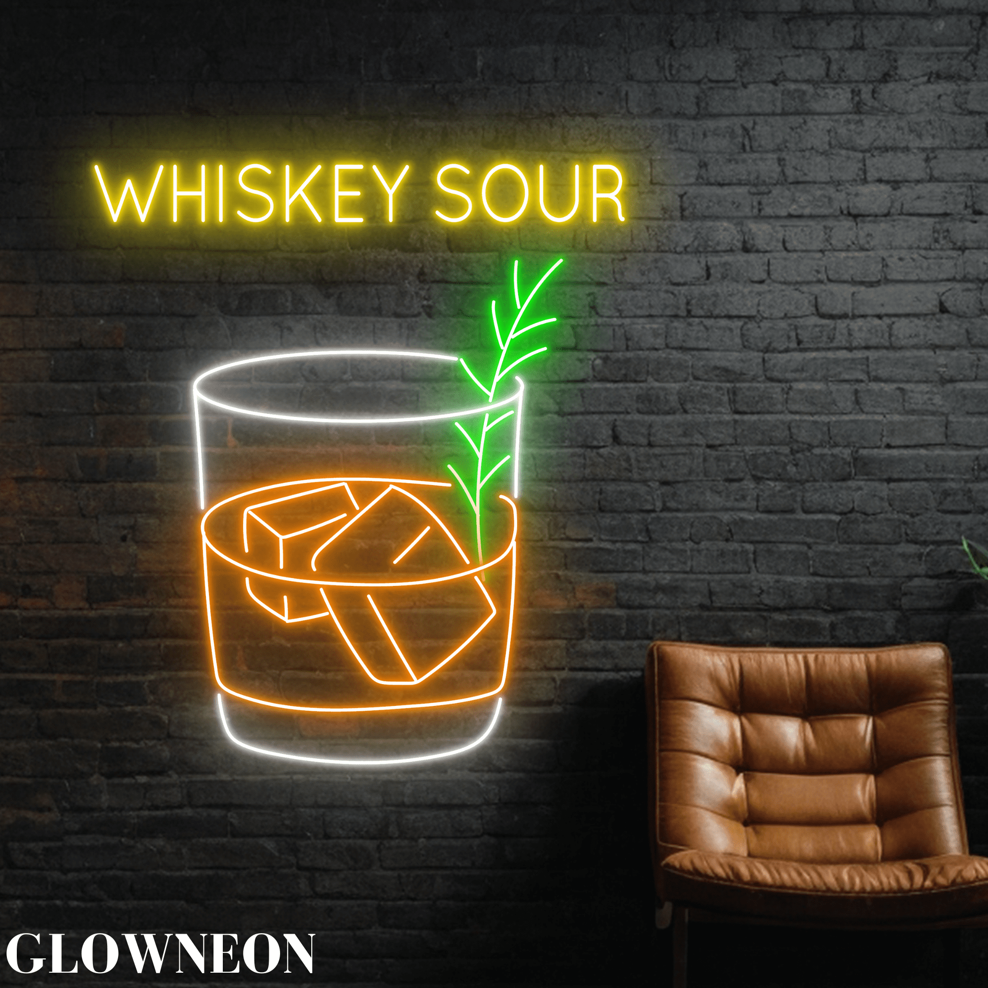 Glowneon Whiskey Sour Led Sign, Whiskey Sour Cocktail Neon Light Sign ...