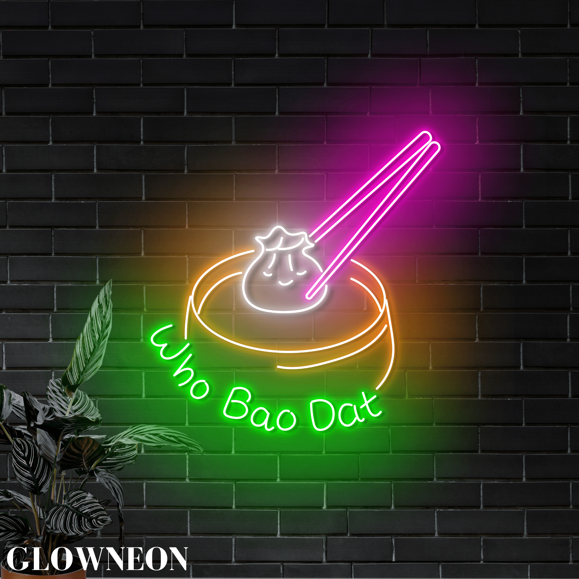 Glowneon Who Bao Dat Dimsum Wall Led Light, Chinese Dim Sum Wall Art ...