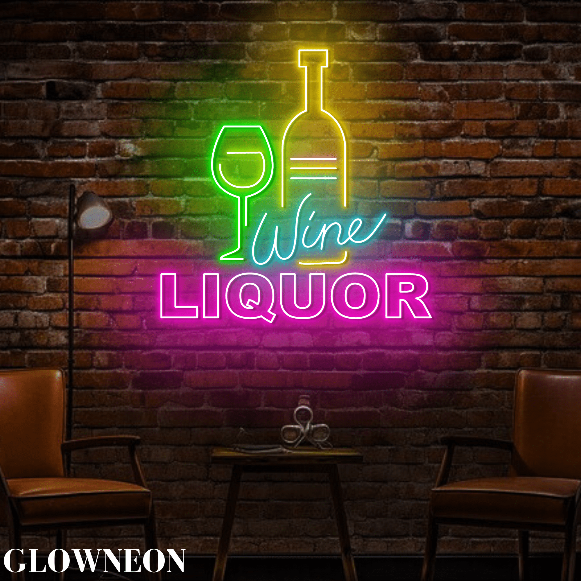 Glowneon Wine Liquor Wall Led Light, Wine Shop Wall Decor, Bar Decor ...