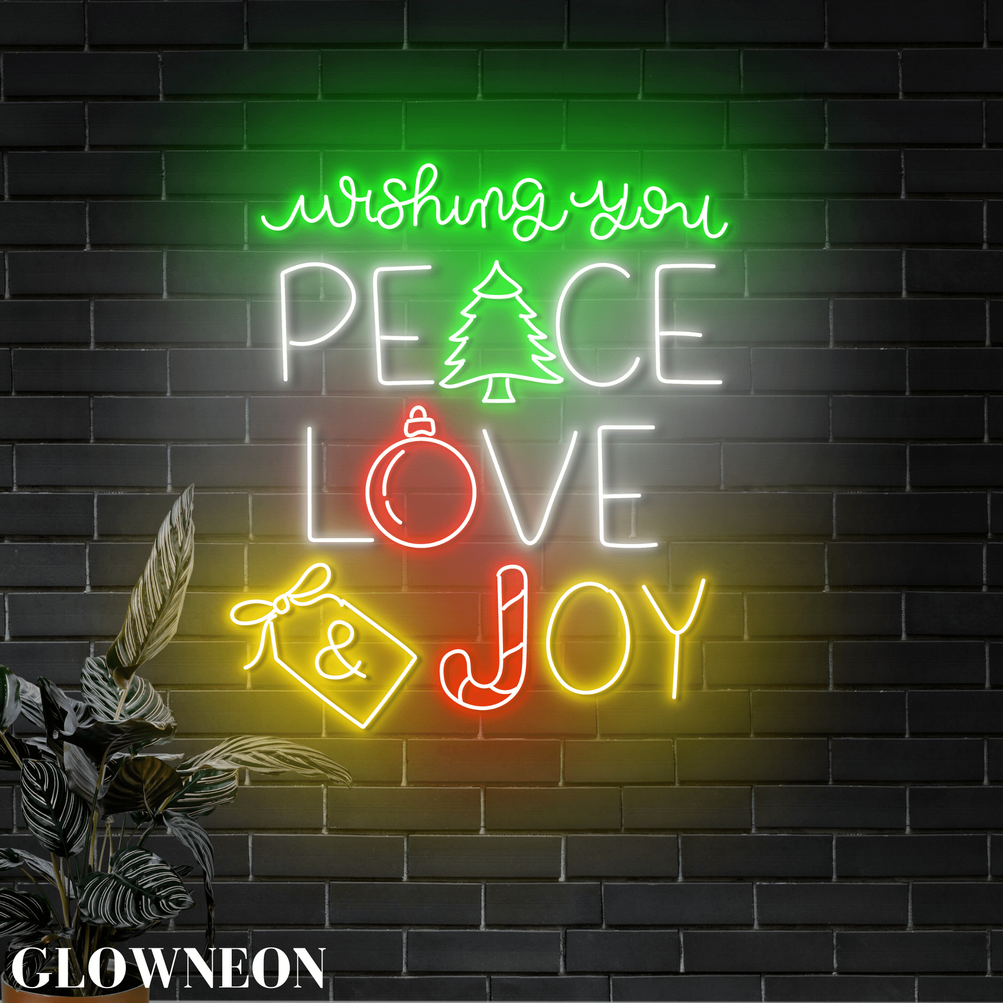 Glowneon Wishing You Peace Love Joy Neon Wall Art, Christmas Led Sign ...