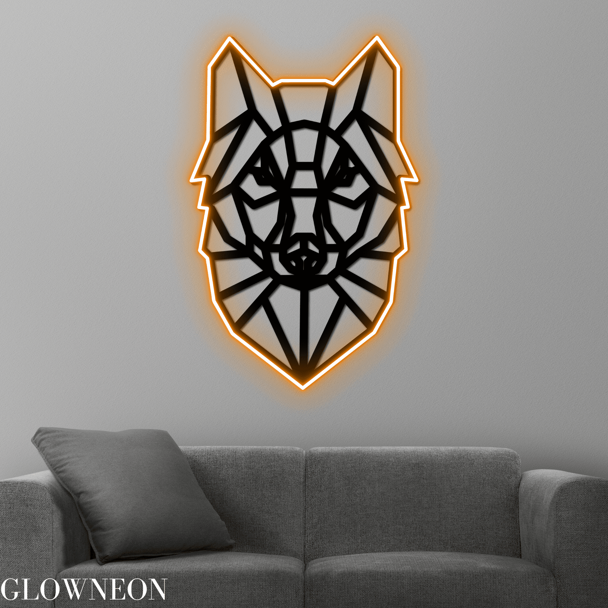 Glowneon Wolf Neon Led Light, Wolf Acrylic Print For Wall Decoration ...