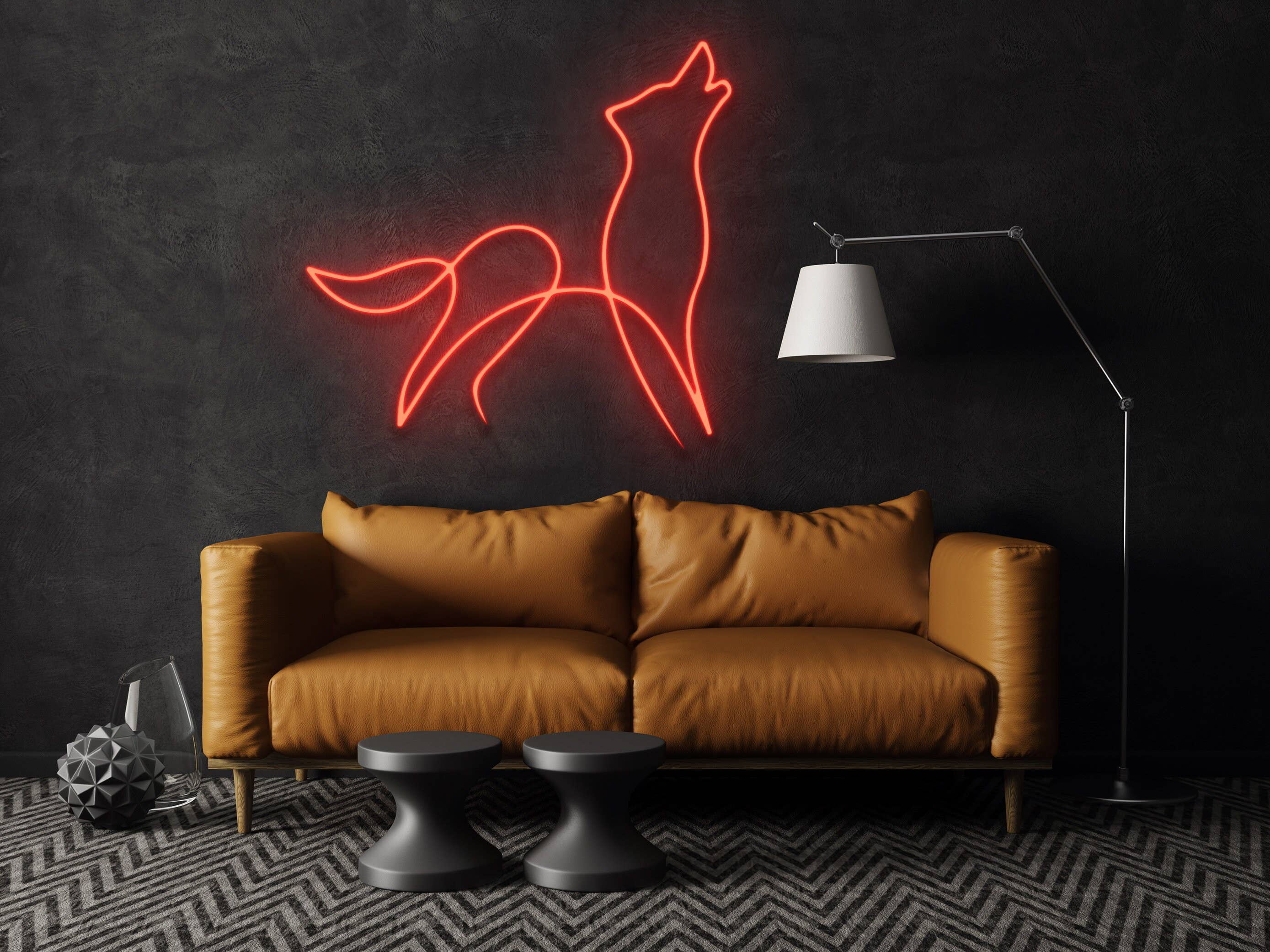 Glowneon Wolf Neon Sign, Animal Art, Wolf Lover Man Cave Wall Decor ...