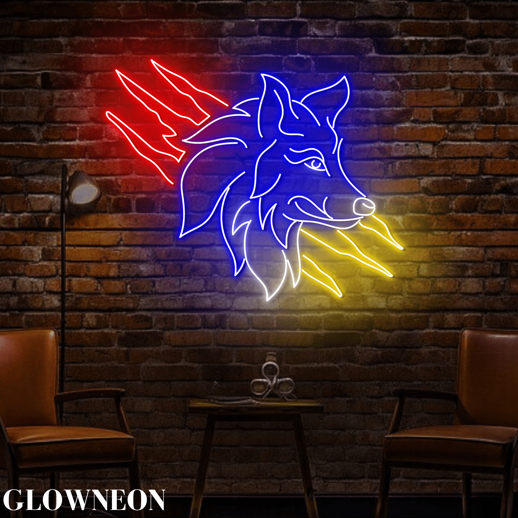 Glowneon Wolf Wall Led Sign, Wolf Neon Sign, Man Club Decor, Bar Sign ...