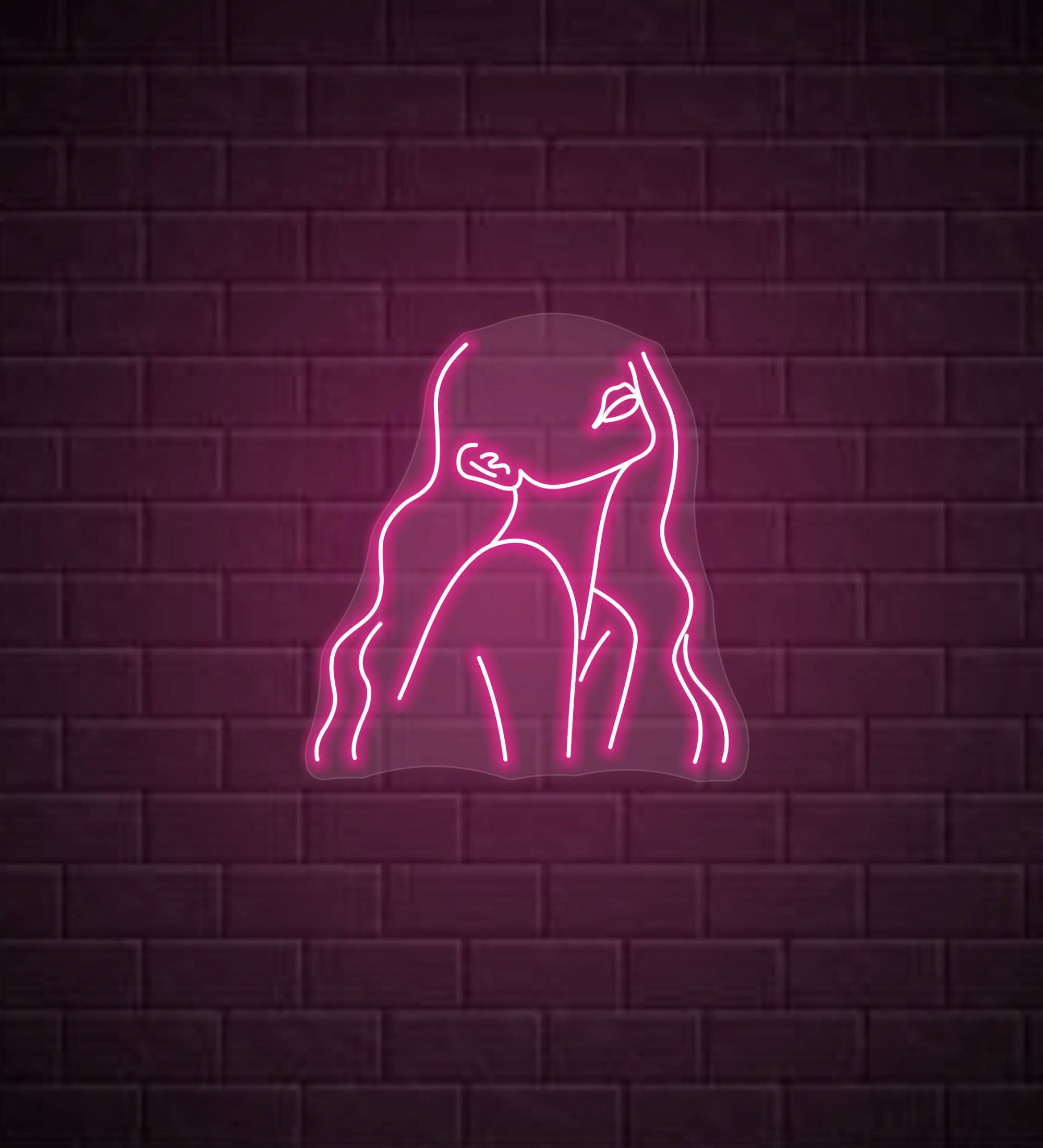 Glowneon Woman Abstract Art Neon Sign, Pink Girl Room Wall Decor ...