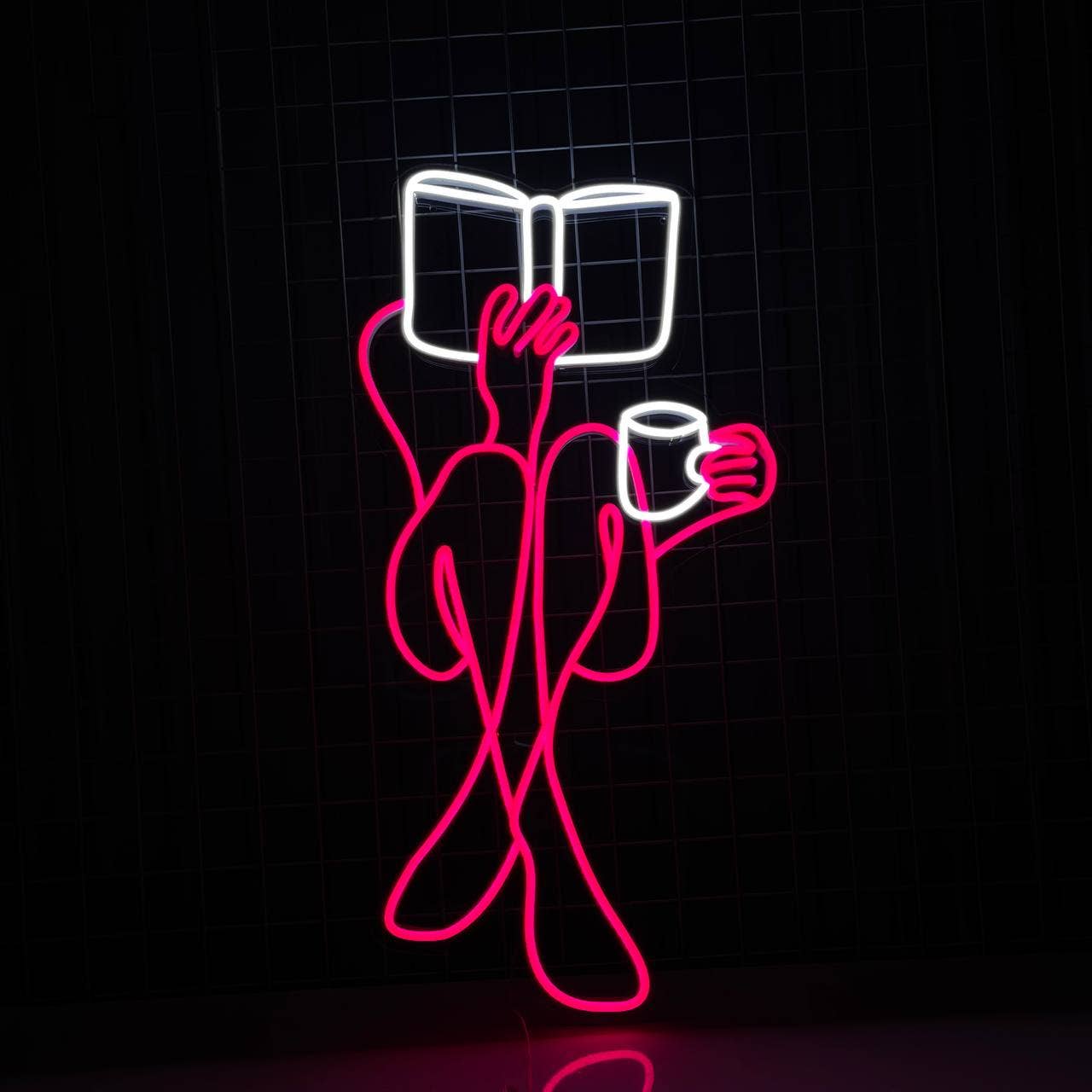 Glowneon Woman Reading Neon Signs, Bookish Gifts, Girl Room Art Decor ...