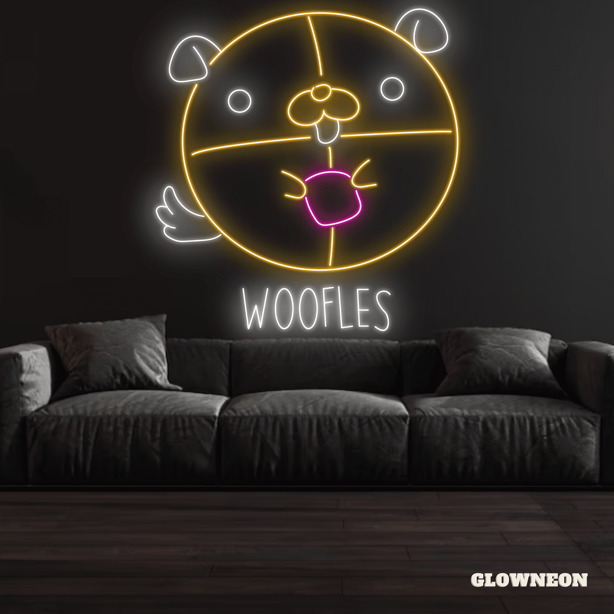 Glowneon Woofles Neon Sign, Waffle Store Decor, Cake Shop Decor ...