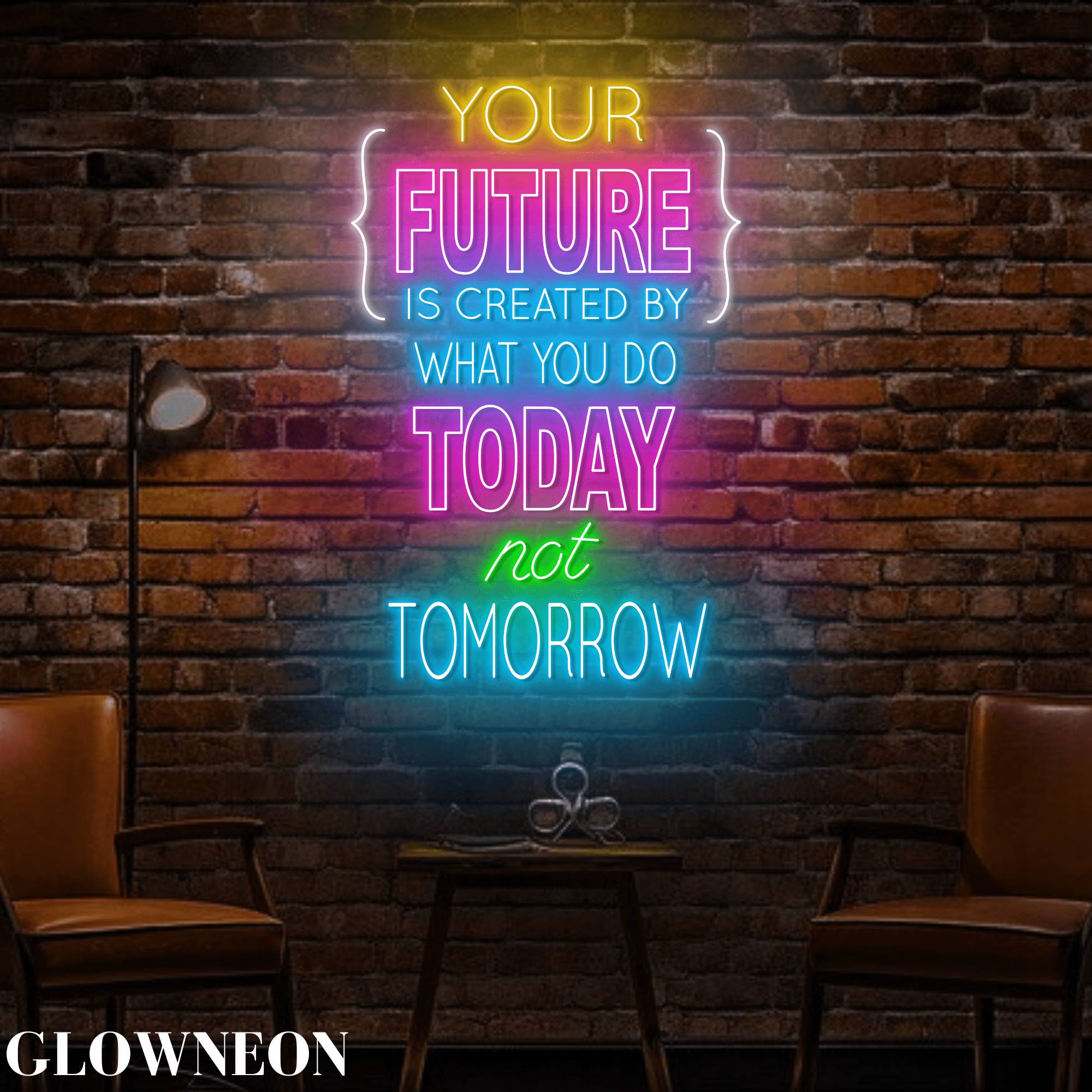 Glowneon Work Hard Quotes Neon Sign, Motivational Quotes Led Wall Art ...