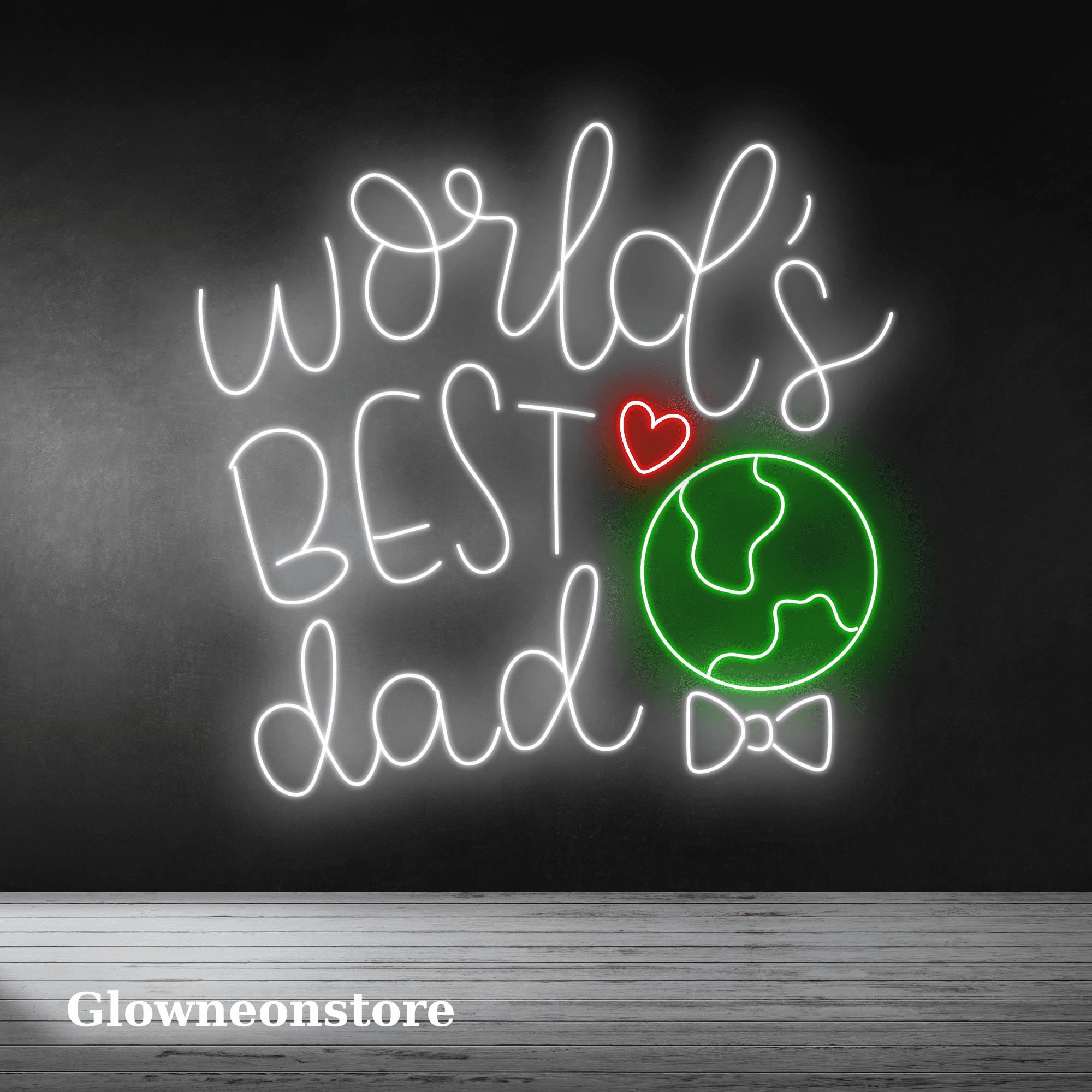 Glowneon World's Best Dad Neon Sign, Quote Father's Day Neon Sign ...