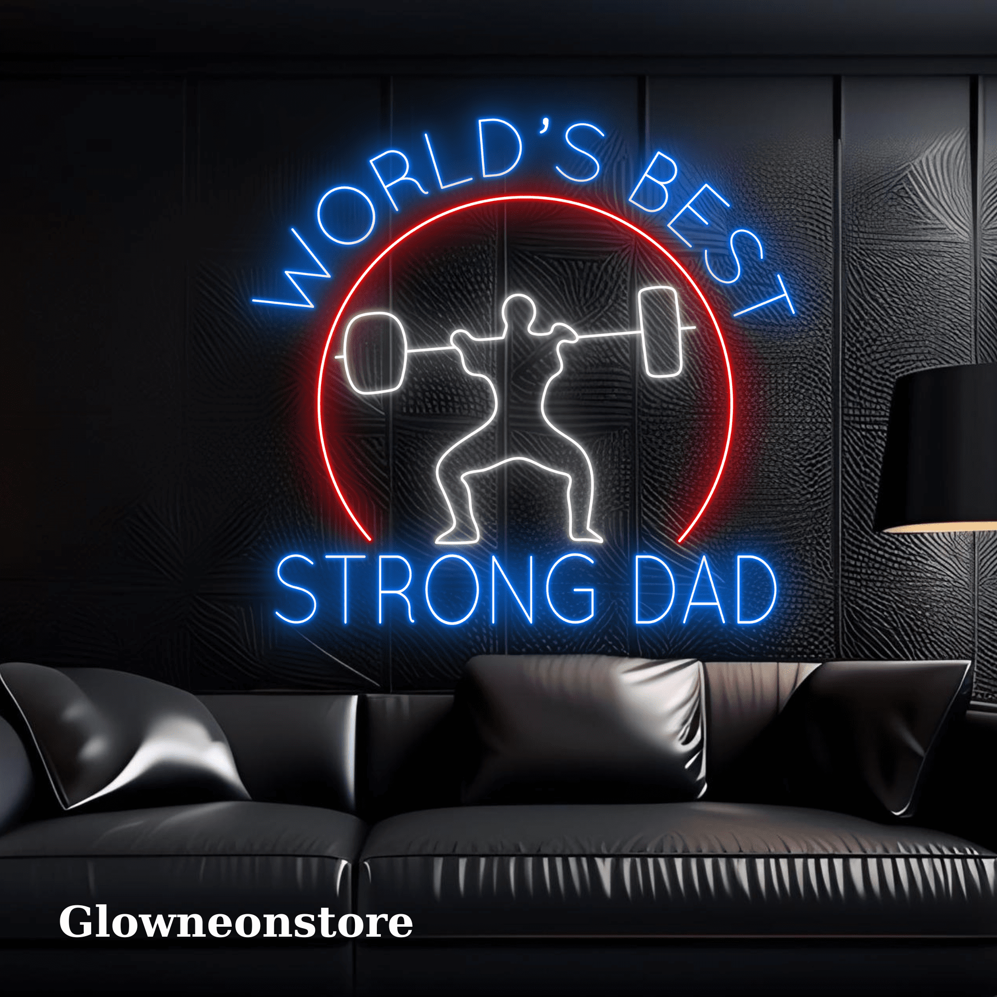 Glowneon World's Best Strong Dad Neon Sign, Lift Weights Dad Led Sign ...