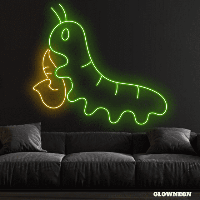 Glowneon Worm Blows Trumpet Neon Sign, Cute Worm Sign, Gift for Kids ...