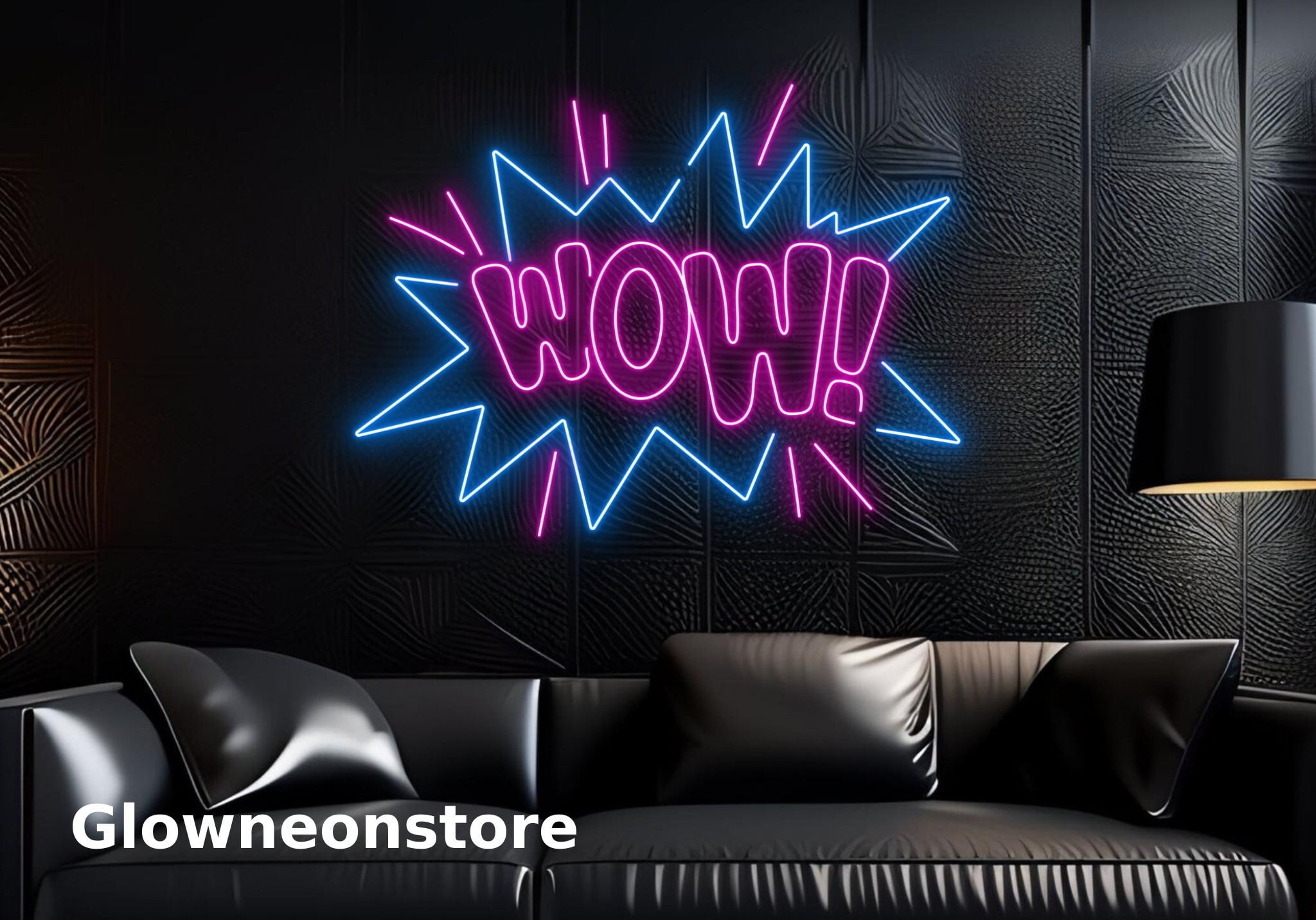 Glowneon Wow Pop Art Neon Sign, Wow Comic Led Sign, Wow Comic Wall Art ...
