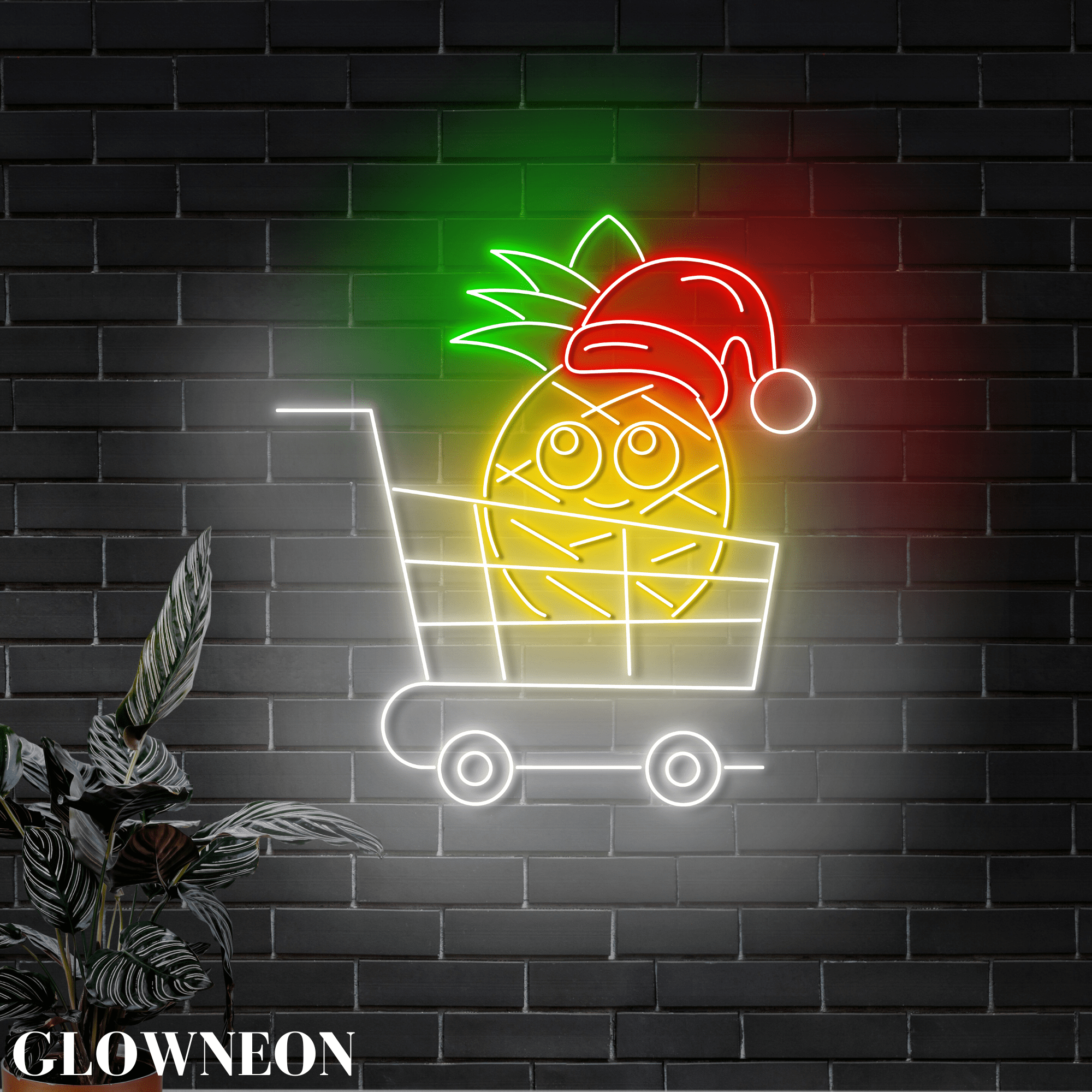 Glowneon Xmas Pineapple Cart Led Sign, Fruit Shop & Supermarket Decor ...