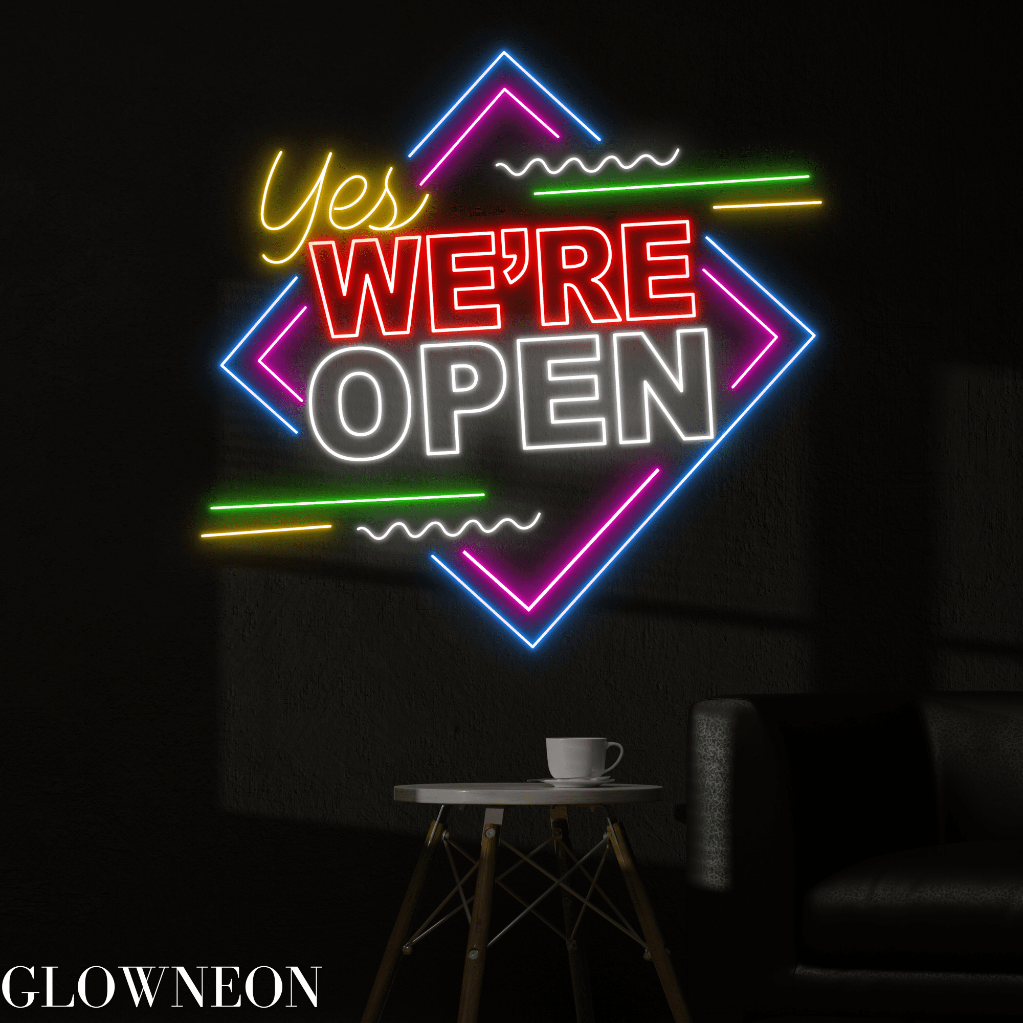 Glowneon Yes We're Open Neon Sign, Bar Led Sign, Bar Pub Wall Decor ...