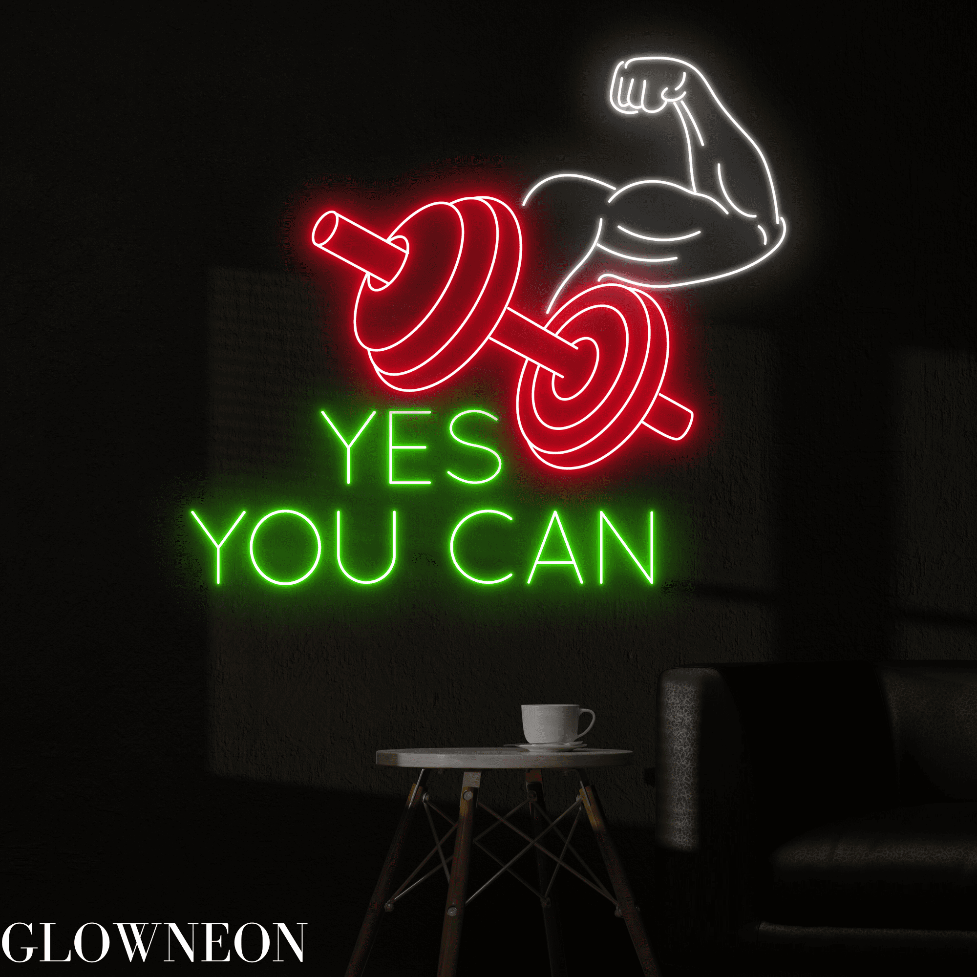 Glowneon Yes You Can Neon Sign, Fitness Room Led Sign, Gym Club Art ...