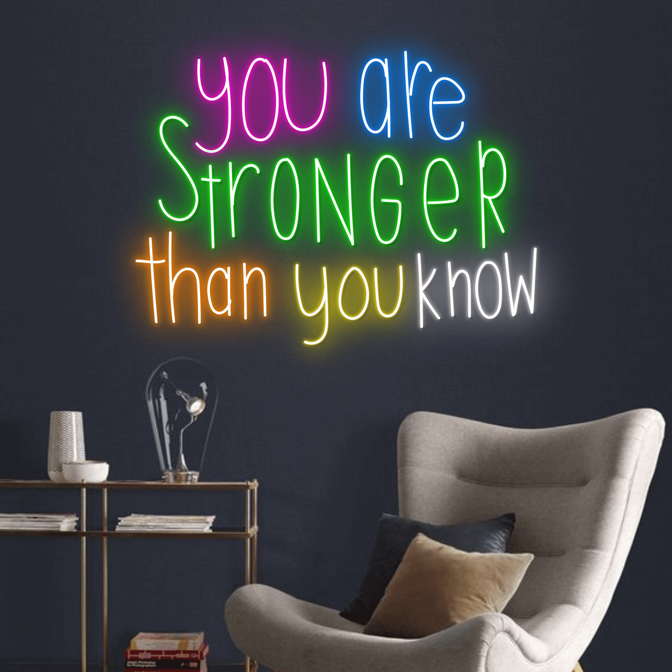 Glowneon You Are Stronger Neon Sign, Motivation Quote Wall Decor ...