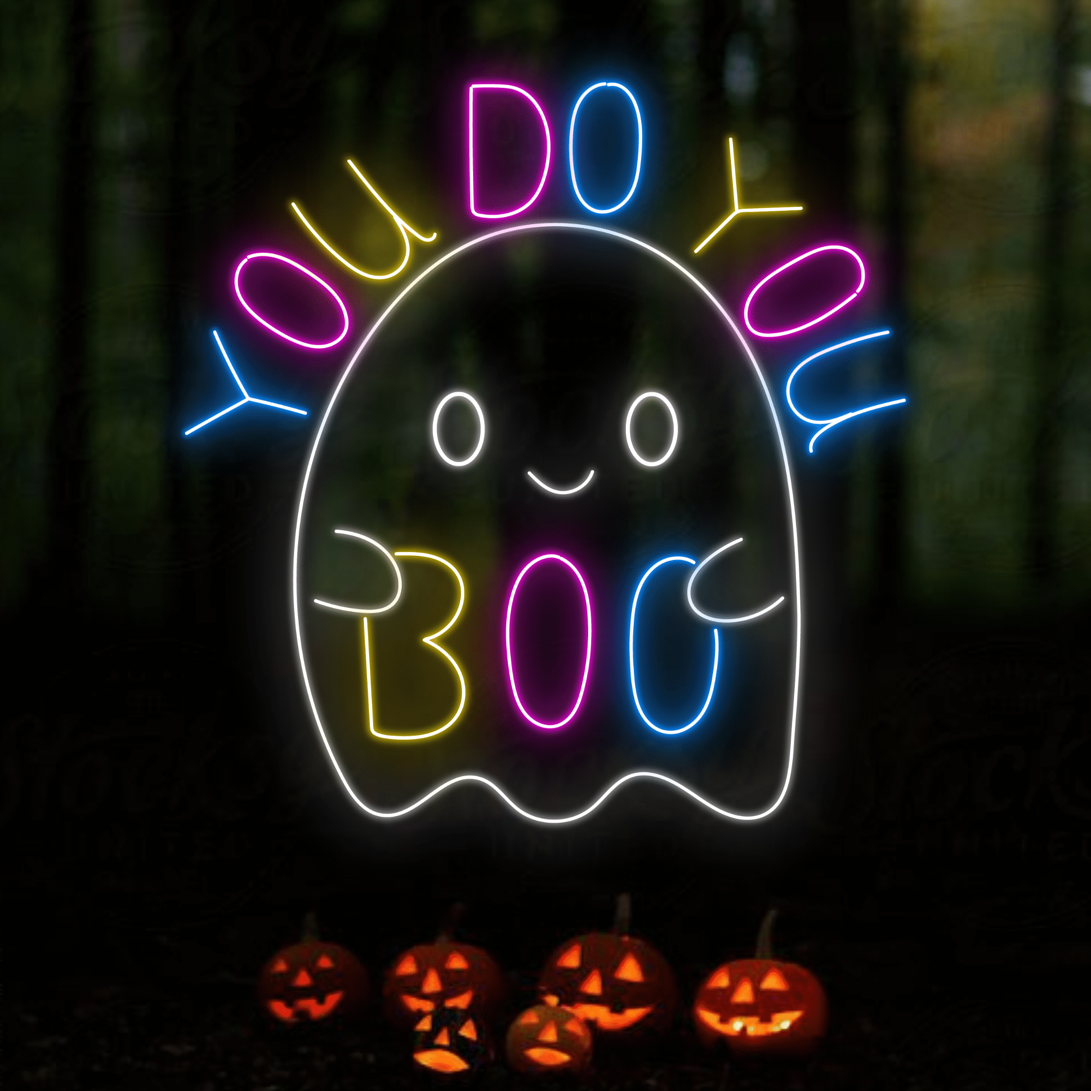 Glowneon You Do You Boo Neon Signs, Cute Ghost Halloween Wall Decor ...