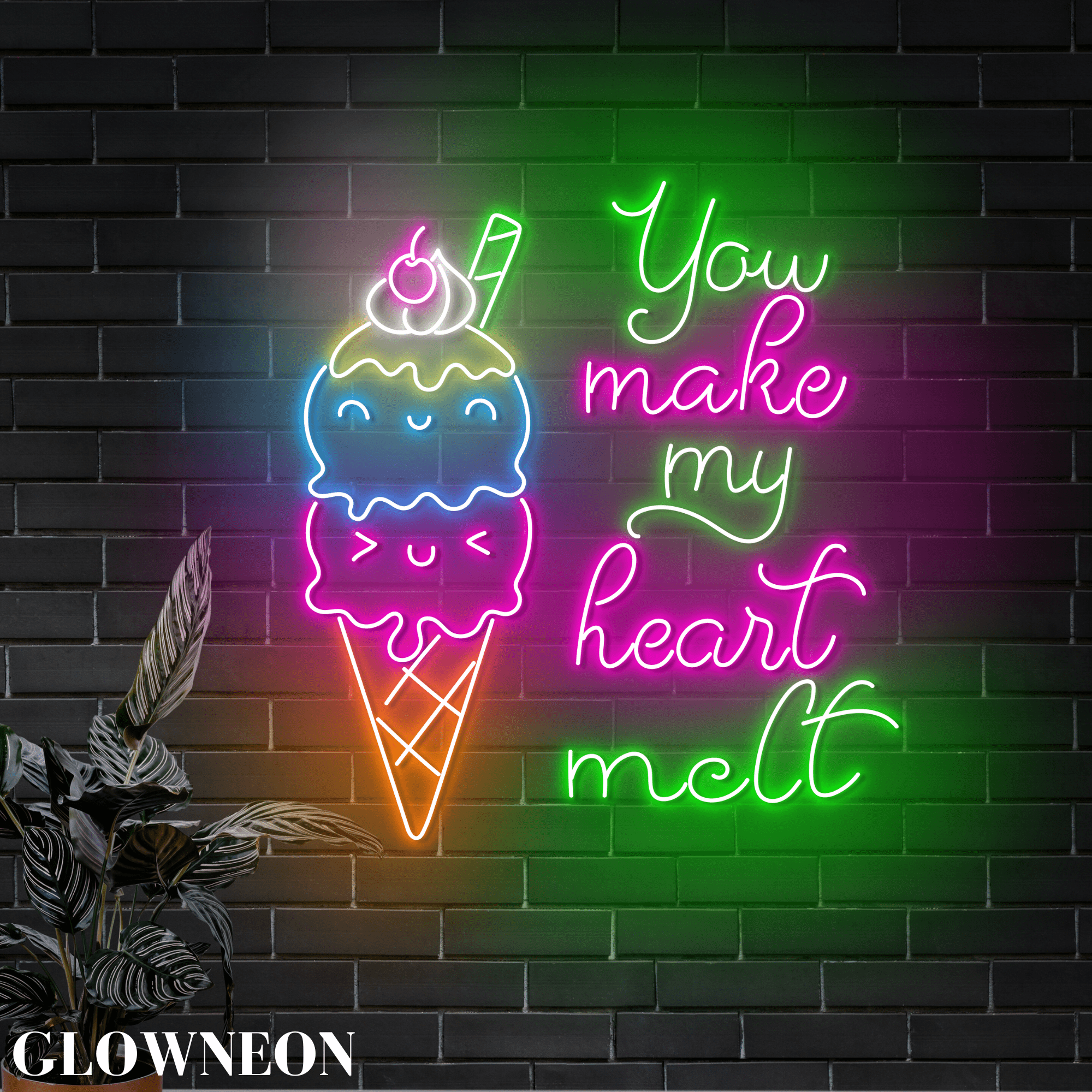 Glowneon You Make My Heart Melt Led Sign, Ice Cream Shop Led Wall Art ...