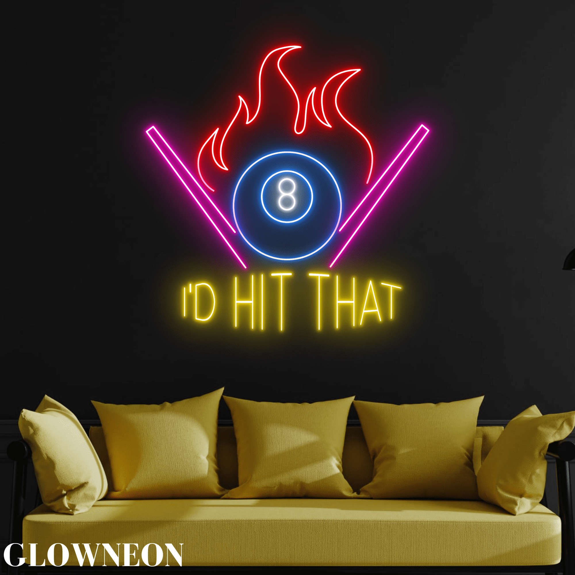 Glownneon Billiards I'd Hit That Led Sign, Billiards Pool Hall Decor ...