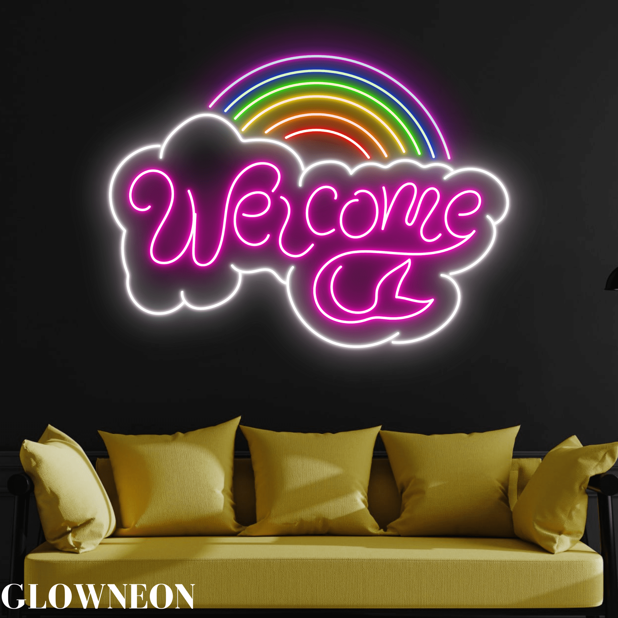 Glownneon Colorful Welcome Logo Led Light Sign, Welcome Signboard Art ...