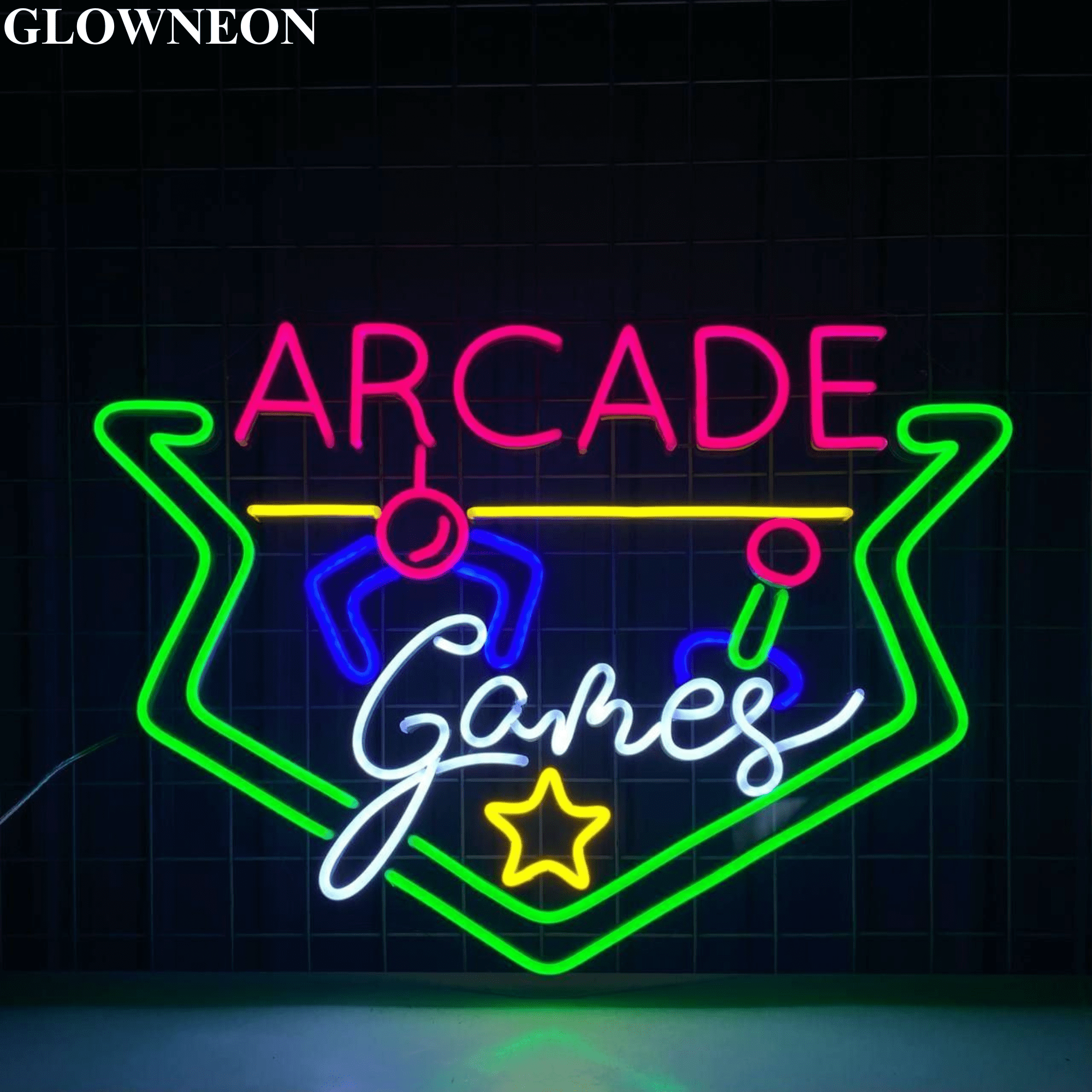 Glownneon Light Up Gaming Bar With Arcade Game Neon Light, Gamer Gift ...