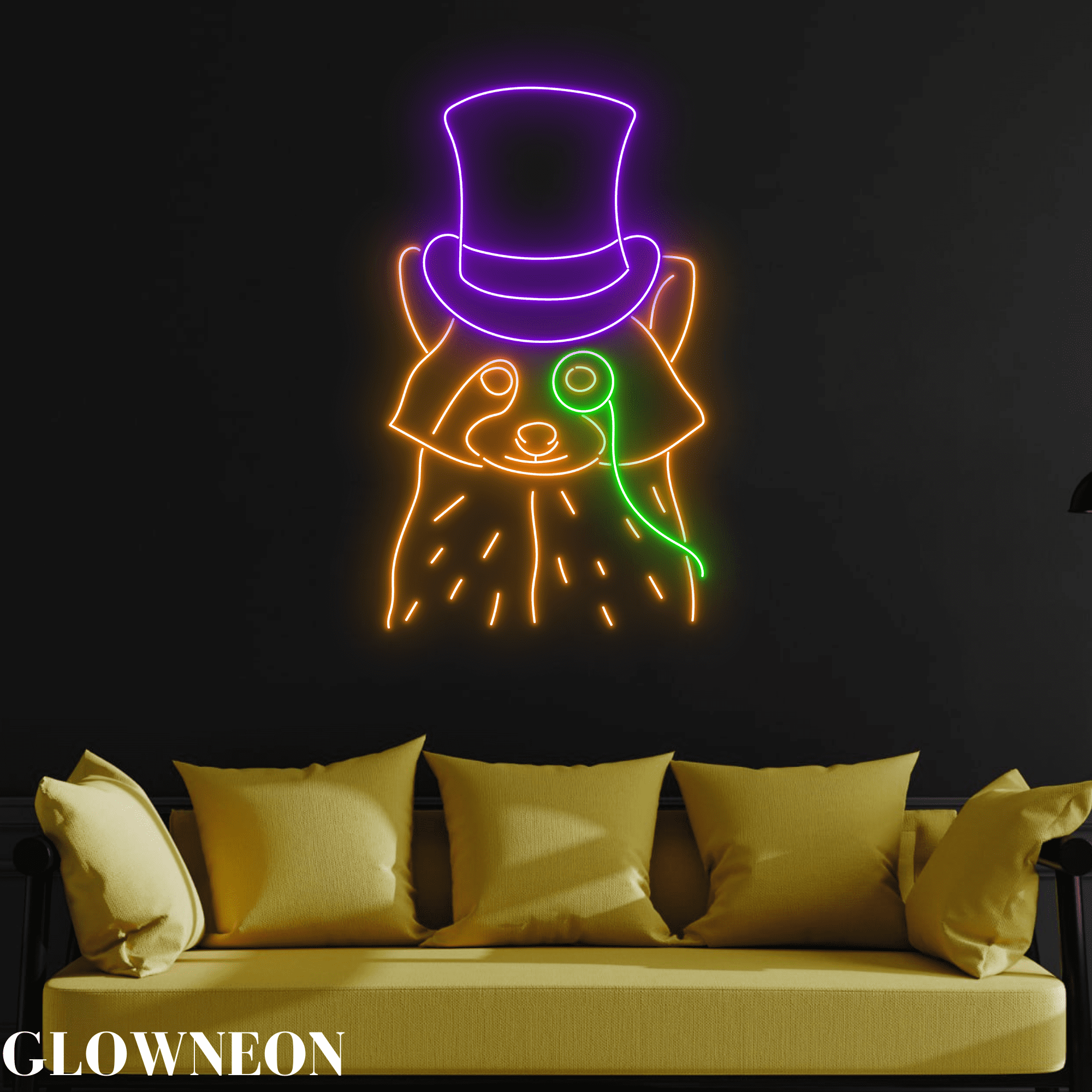 Glownneon Raccoon Gentleman Wall Led Art, Raccoon Lover Bedroom Decor ...