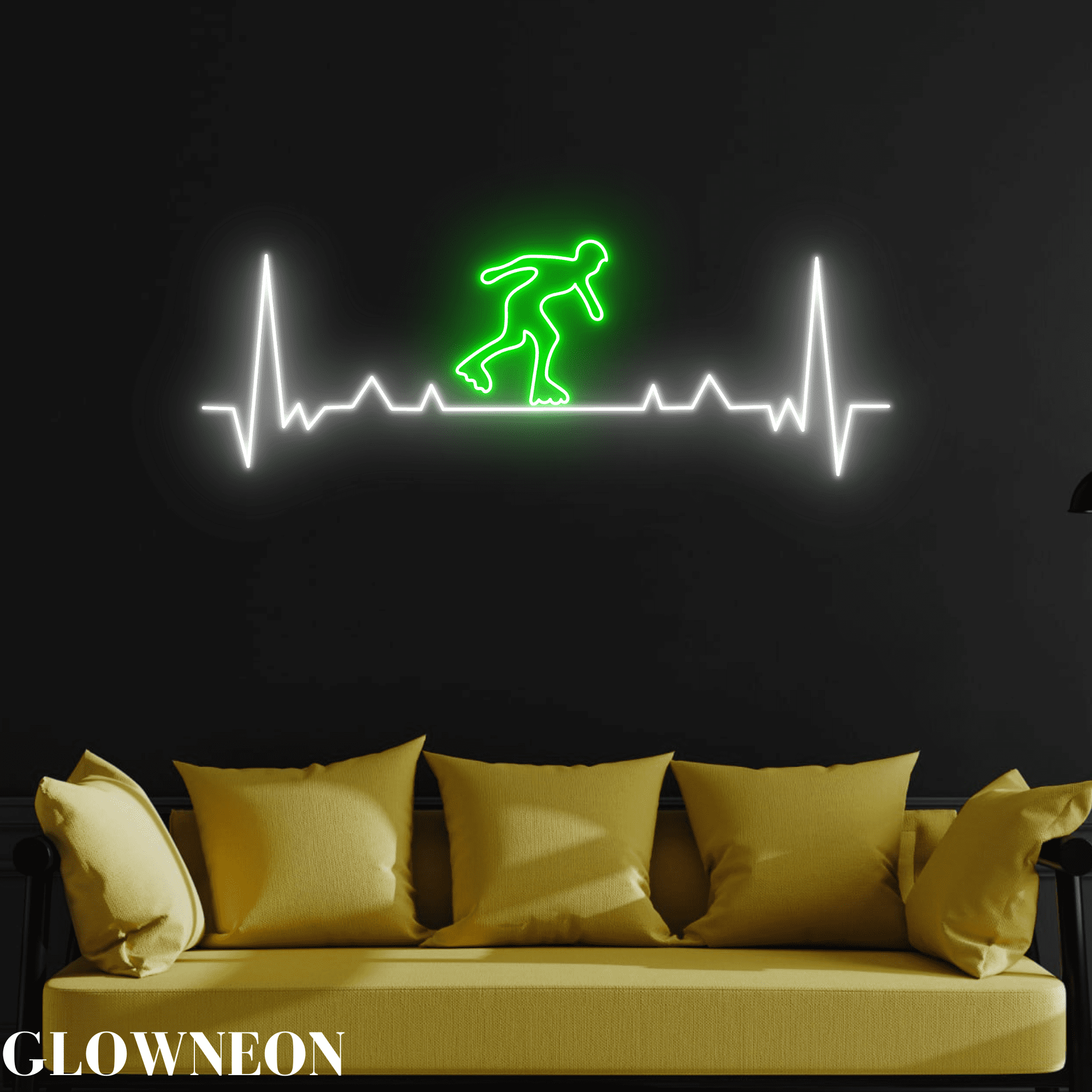 Glownneon Roller Skates Heartbeat Neon Led Light Sign, Skater Gifts ...