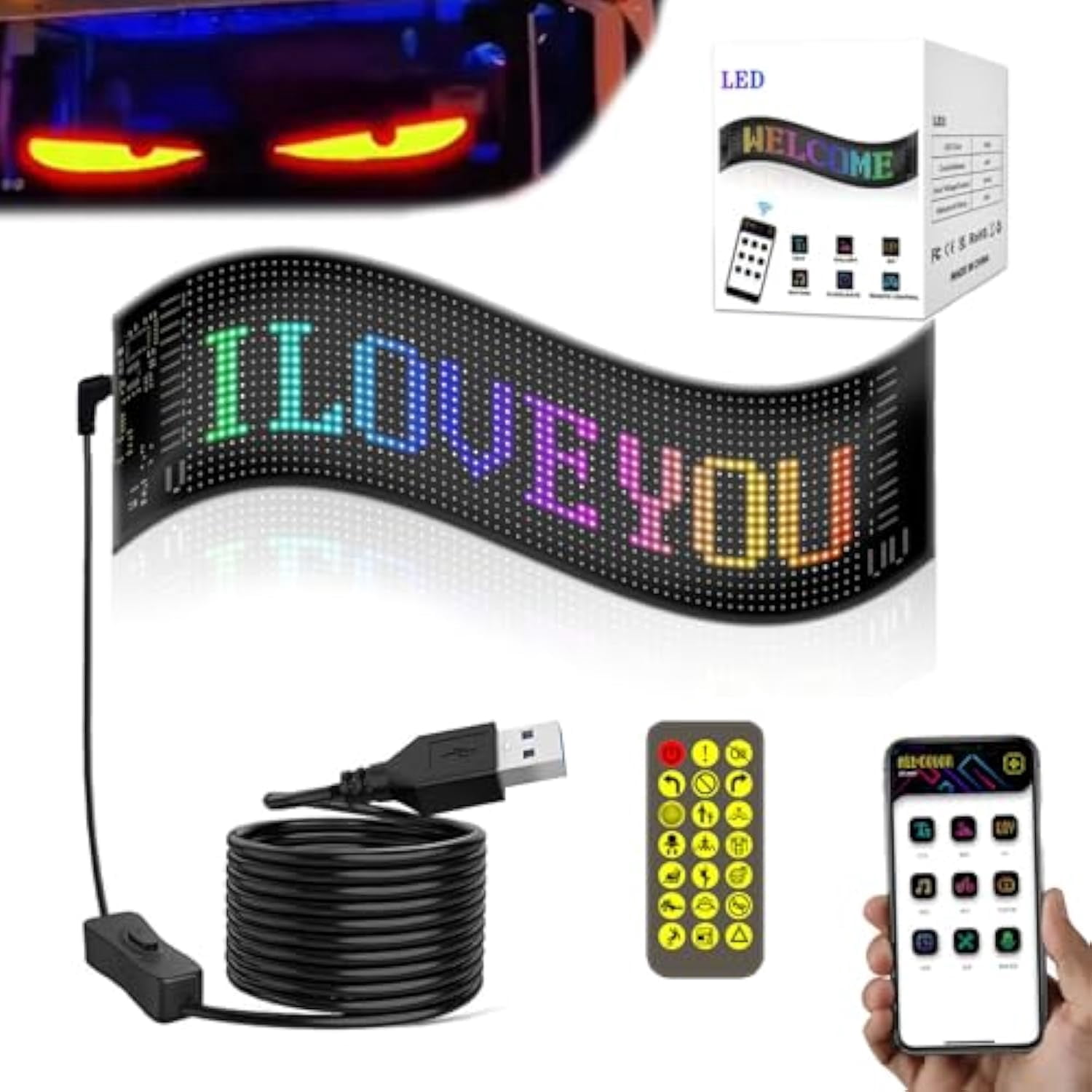 Glowpanel X – Programmable Car LED Display with Smart Remote Control ...