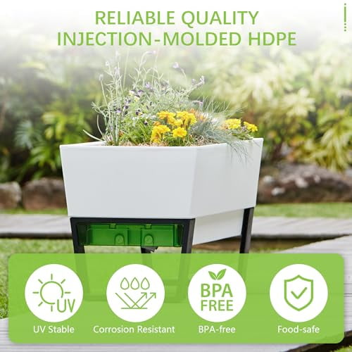 Glowpear Self Watering Planter Box - 29.5", White - UV Stable, Scalable ...