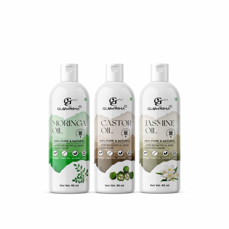 Glowrima 100 Pure Moringa Oil Castor Oil Jasmine Oil 60ML Combo Pack Of ...