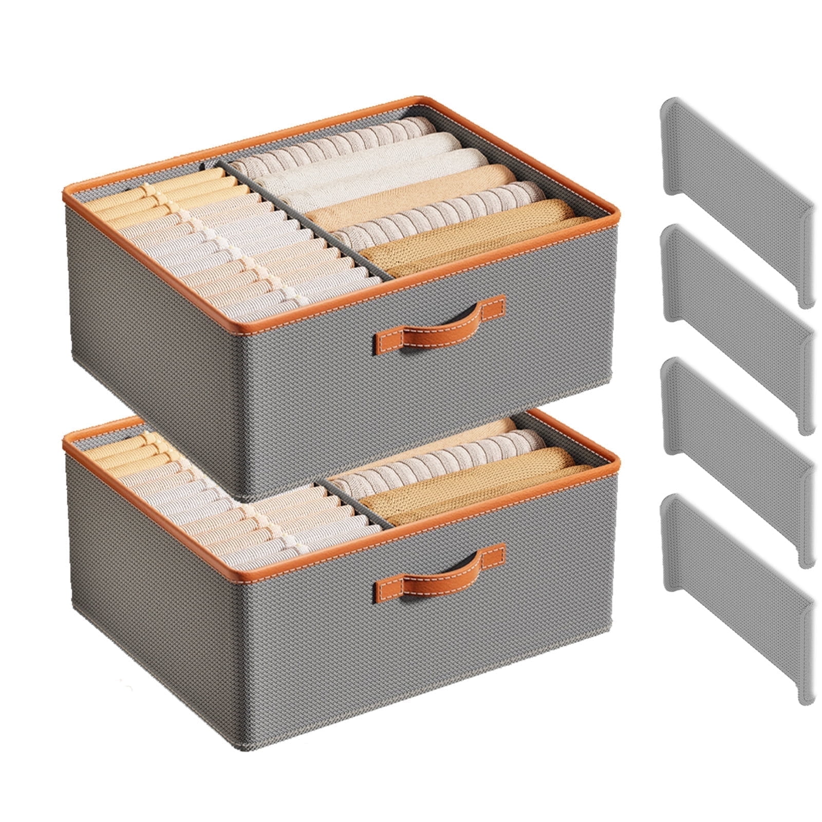 Glowvia 2 Pack Fabric Storage Bins with 4 Detachable Dividers and ...