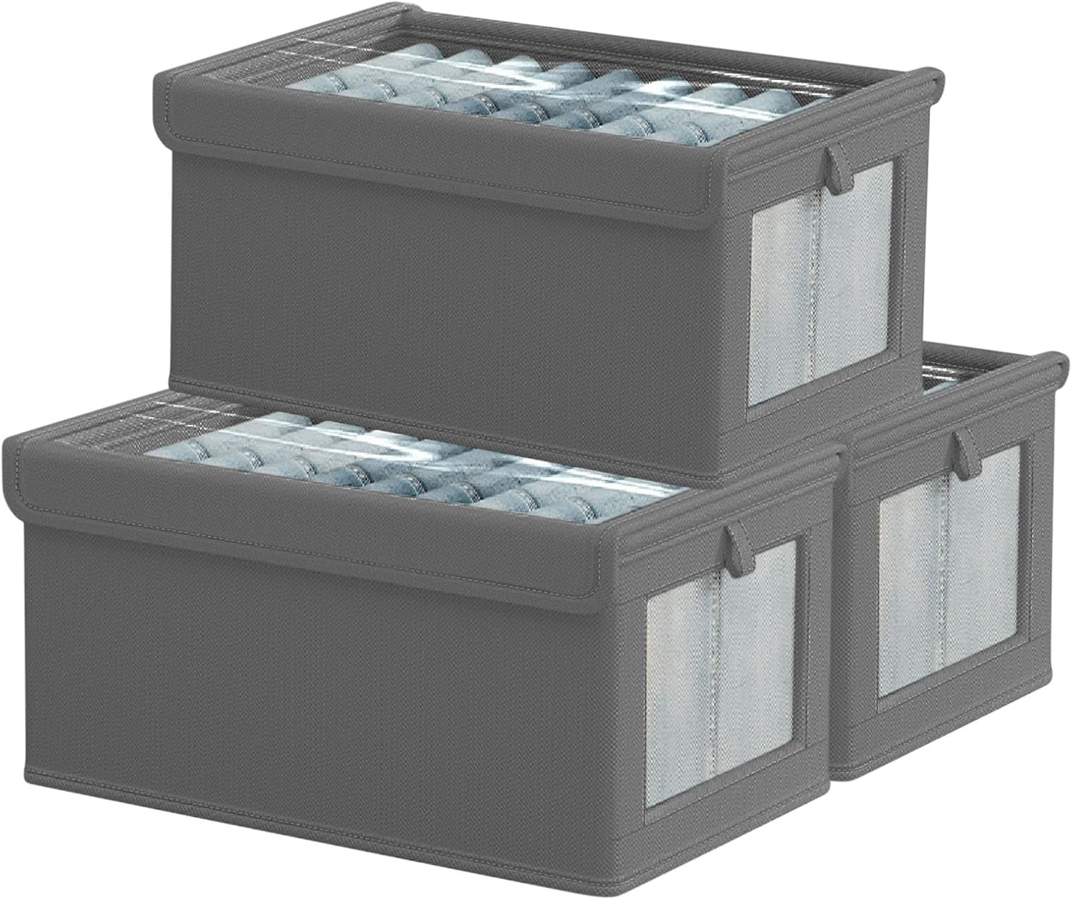 Glowvia 3 Pack Fabric Storage Bins with Lids, Wardrobe Storage ...