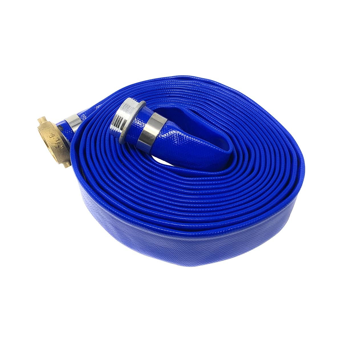 Gloxco 1-1/2" x 25′ Blue Lay Flat PVC Discharge Hose Assembly with ...