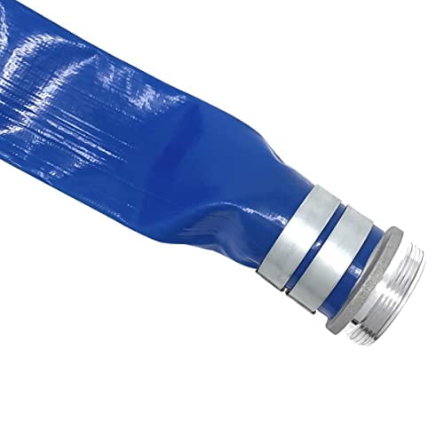 Gloxco 2" x 100′ Blue Lay Flat PVC Discharge Hose Assembly with ...