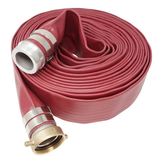 Gloxco 2? x 50? Red Heavy Duty Lay Flat PVC Discharge Hose Assembly ...