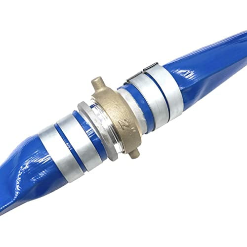 Gloxco 3" x 100′ Blue Lay Flat PVC Discharge Hose Assembly with ...