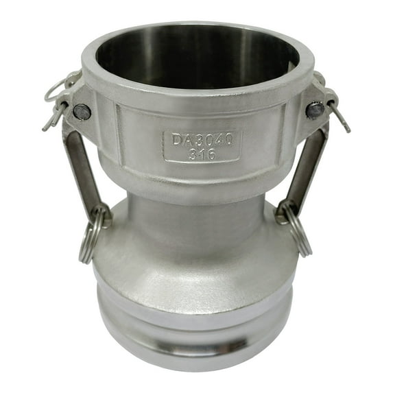 Gloxco Stainless Steel Type DA and Groove Hose Fitting, Reducer, 3" Female Camlock x 4" Male ...