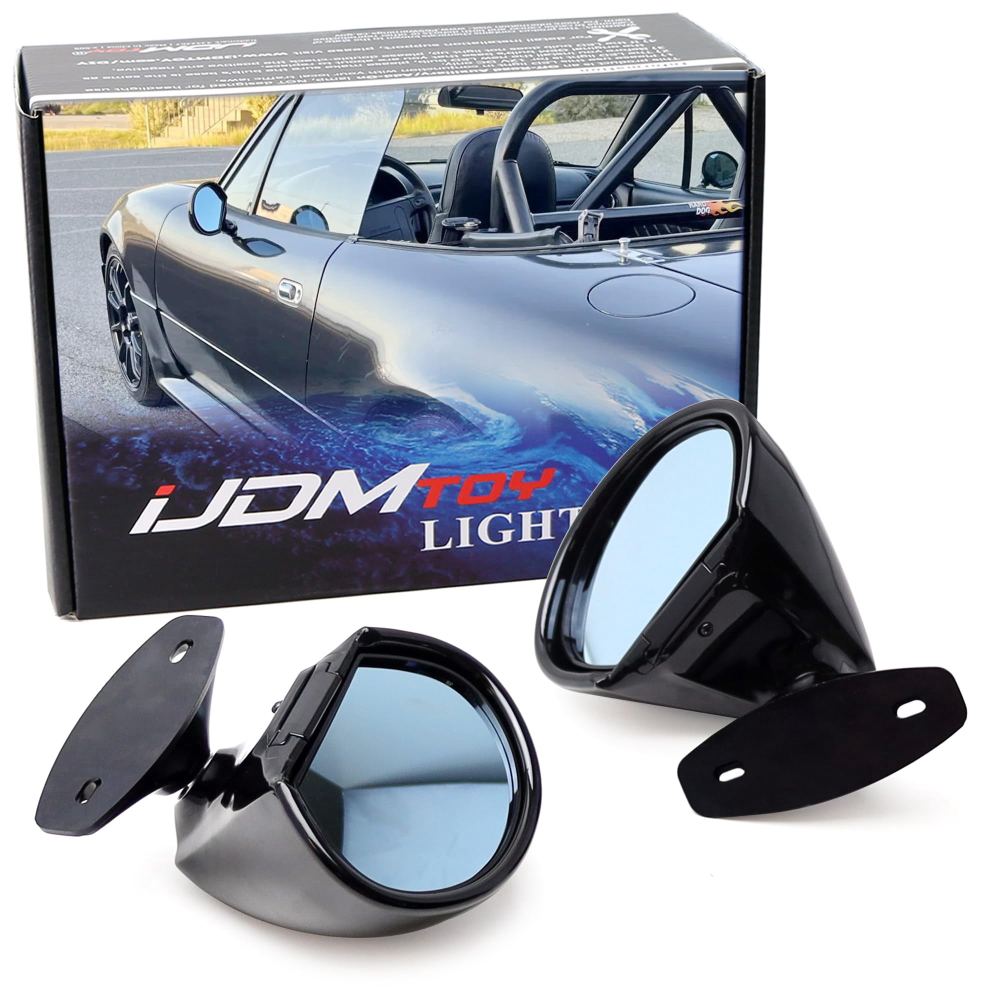 Glsos Black Retro Rally Motorsport Style Blue Glass Door Wing Rear View ...