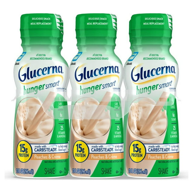 Glucerna Hunger Smart Diabetic Protein Shake, Peaches & Crème, 10 fl oz ...