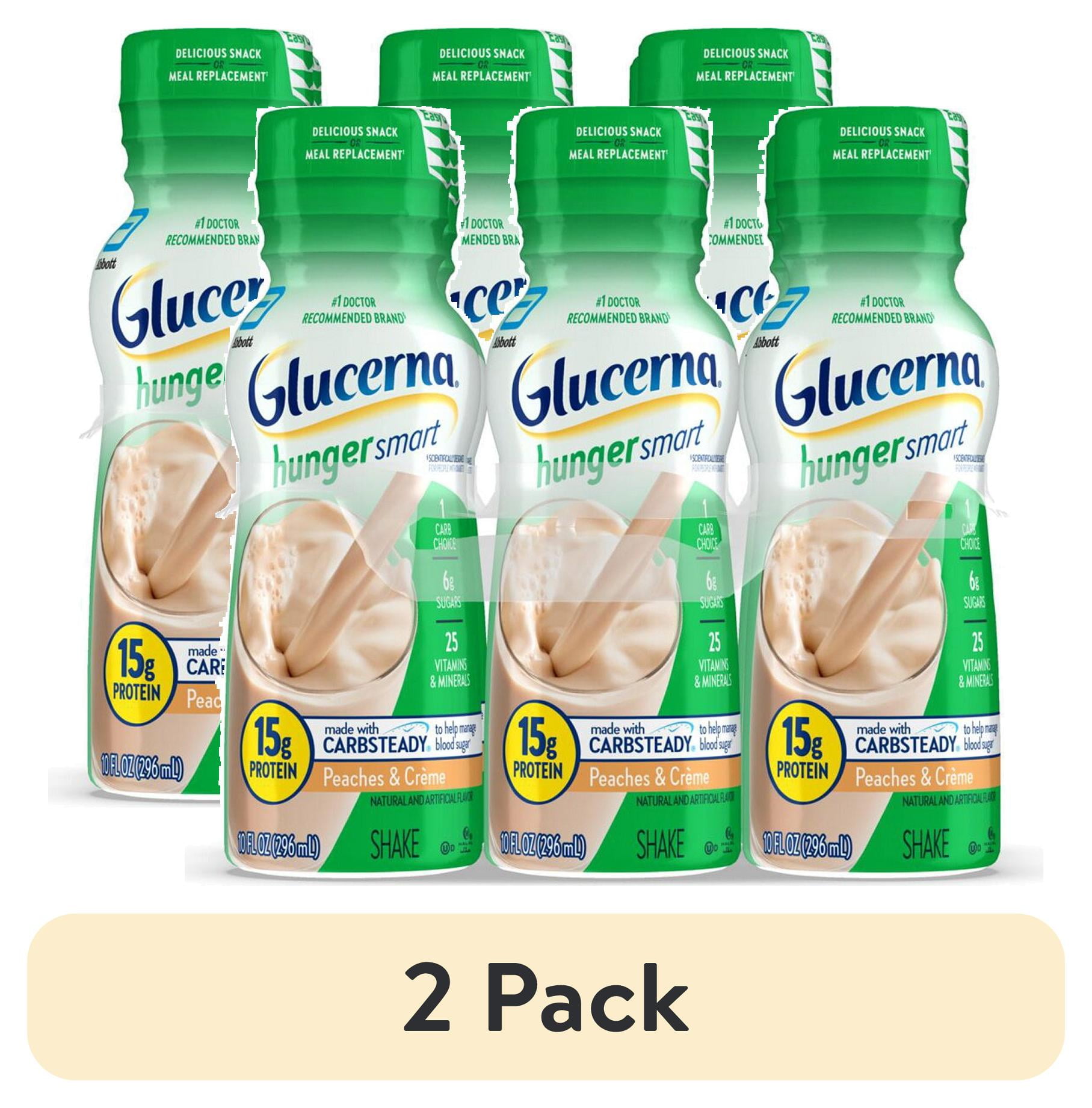(2 pack) Glucerna Hunger Smart Diabetic Protein Shake, Peaches & Crème ...