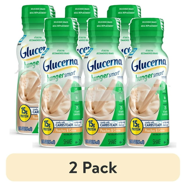 (2 pack) Glucerna Hunger Smart Diabetic Protein Shake, Peaches & Crème ...