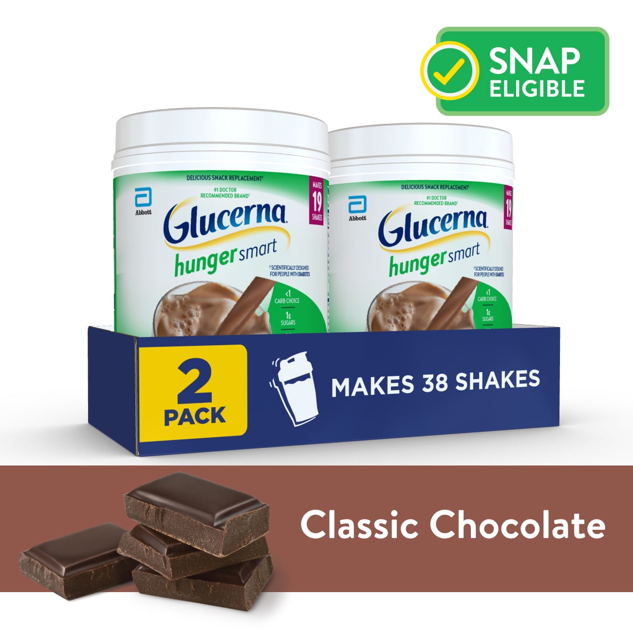 Glucerna Hunger Smart Powder, Diabetic Protein Shake, Classic Chocolate ...