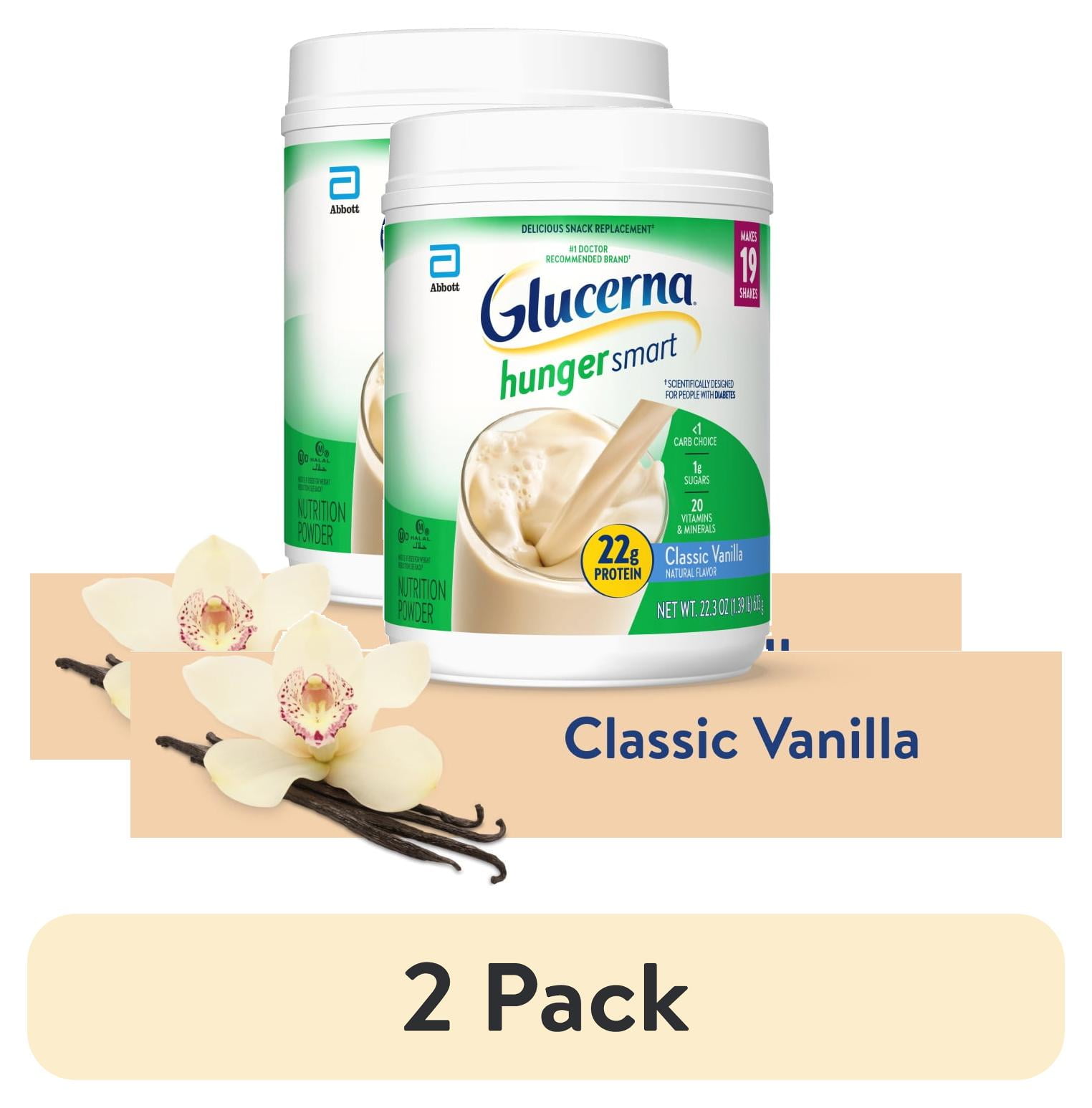 (2 pack) Glucerna Hunger Smart Diabetic Protein Shake, Classic Vanilla ...