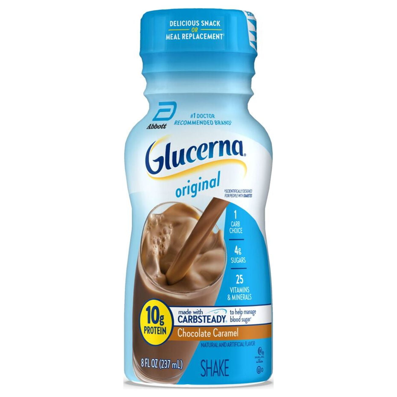 Glucerna Original Diabetic Protein Shake, Chocolate Caramel, 8 fl oz ...