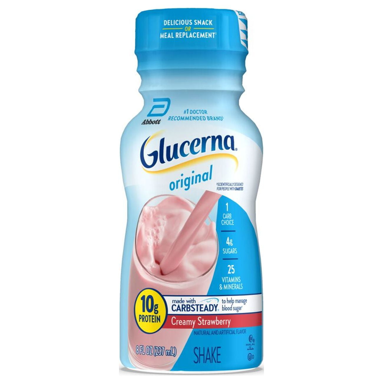 Glucerna Original Diabetic Protein Shake, Creamy Strawberry, 8 fl oz ...