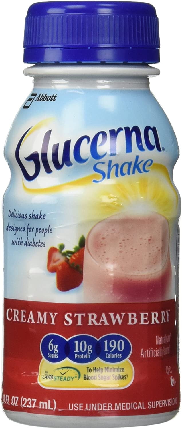 Glucerna Original Diabetic Protein Shake, Creamy Strawberry, 8 fl oz ...