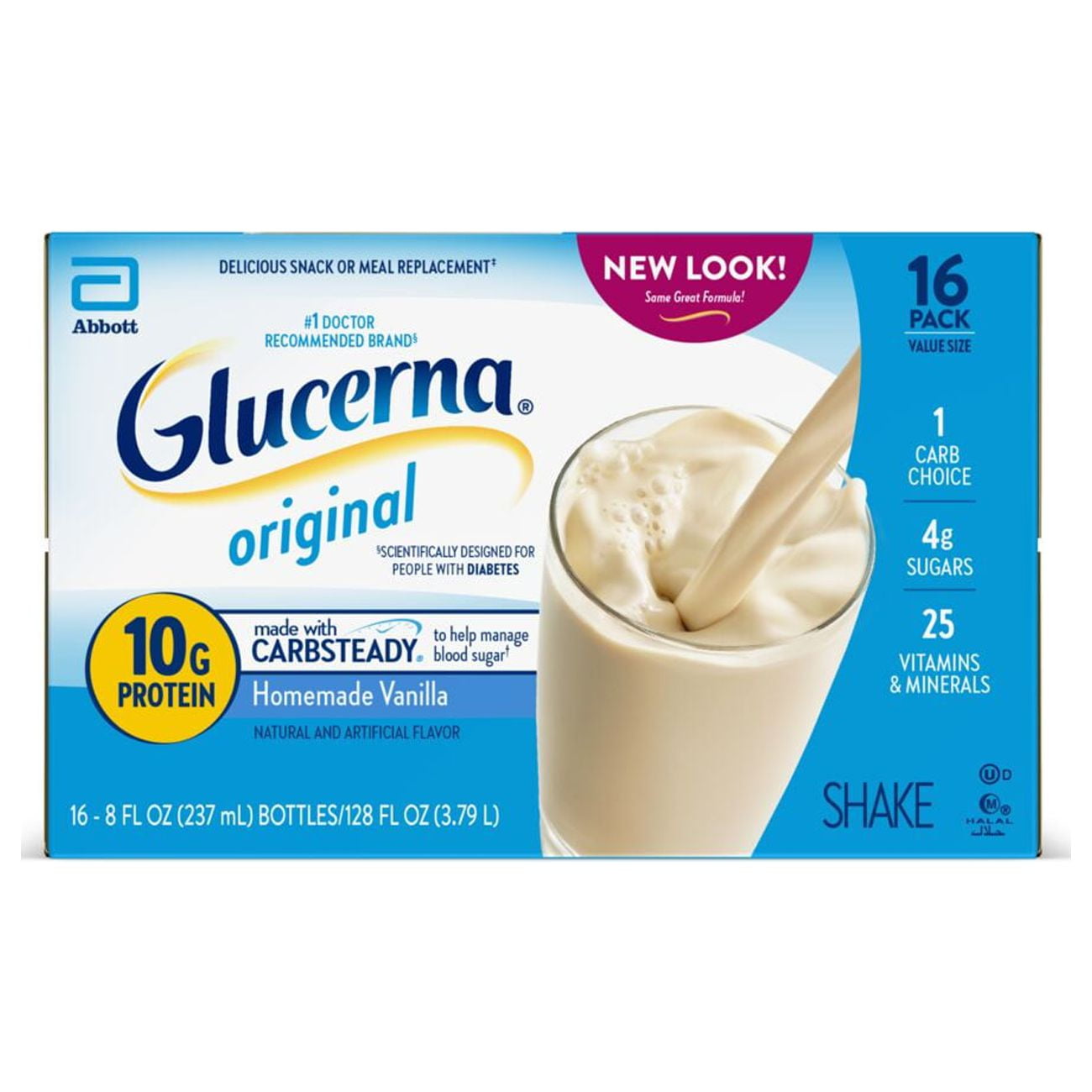 Glucerna Original Diabetic Protein Shake, Homemade Vanilla, 8 fl oz ...
