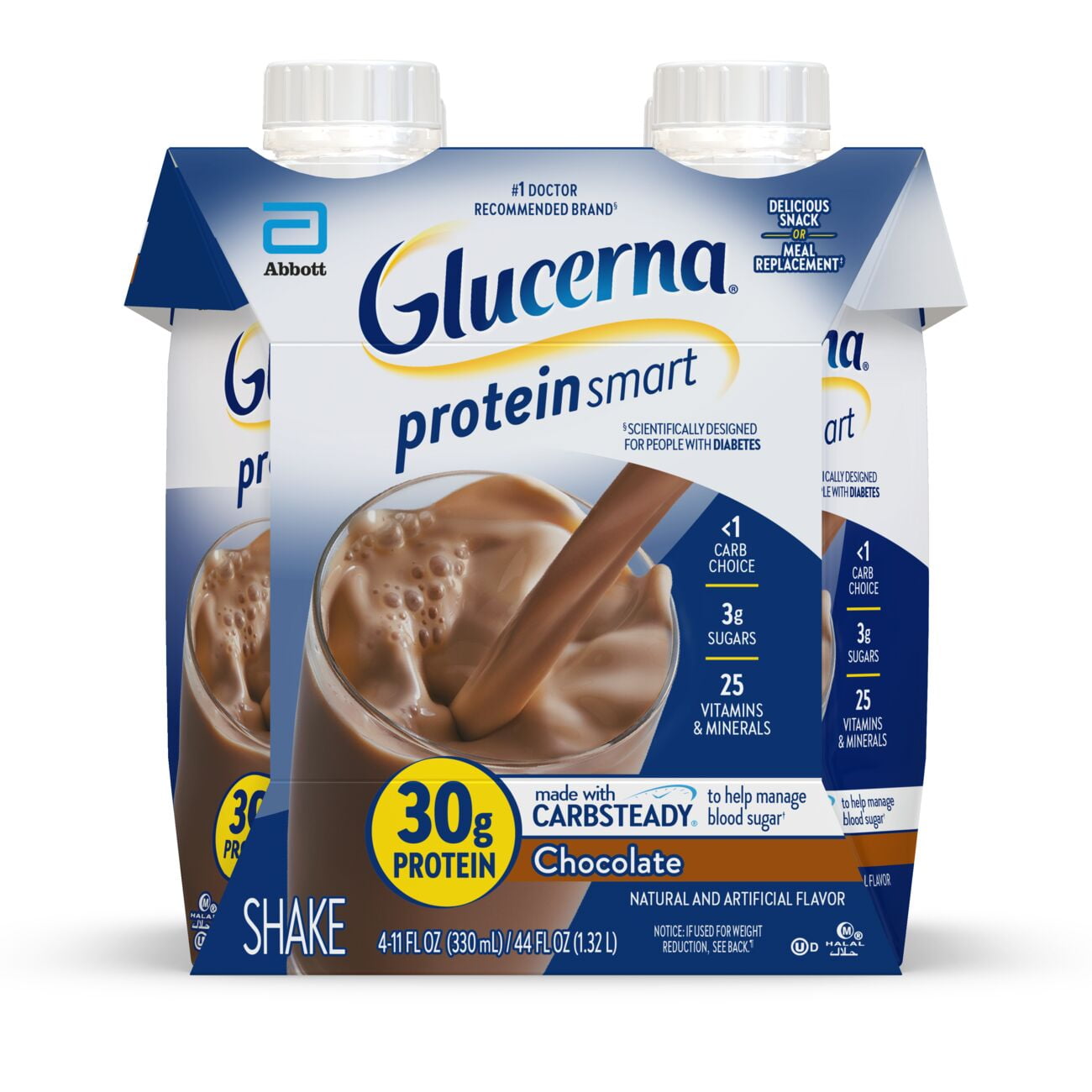 Glucerna Protein Smart Diabetic Shake, Chocolate, 11 fl oz carton, 4 ...